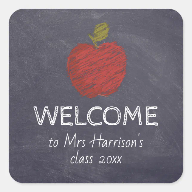 Welcome Class Chalkboard Back to School Teacher Square Sticker | Zazzle