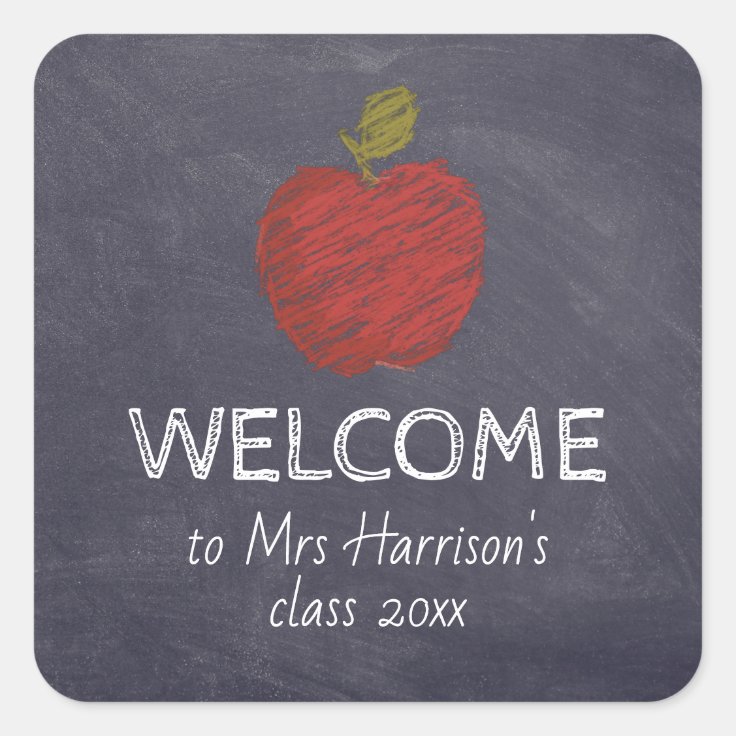 Welcome Class Chalkboard Back to School Teacher Square Sticker | Zazzle