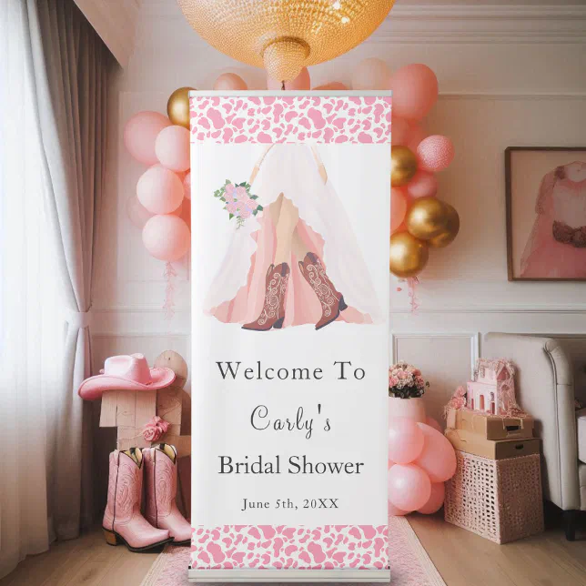 Welcome Cowboy Boots & Wedding Dress Bridal Shower Retractable Banner ...