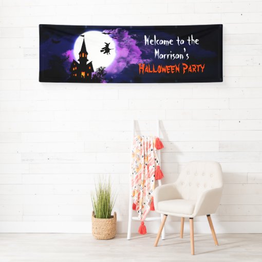 Welcome Creepy Haunted House Halloween Party Banner | Zazzle