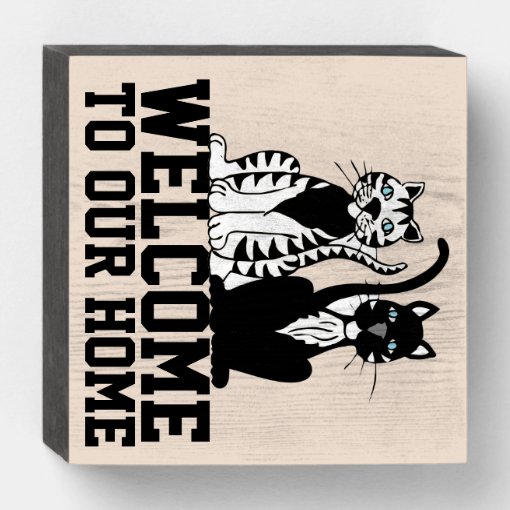 WELCOME CUTE CAT CATS WOOD RUSTIC SIGNS | Zazzle