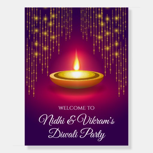 Welcome Diwali signs & Indian Diwali Party signs | Zazzle