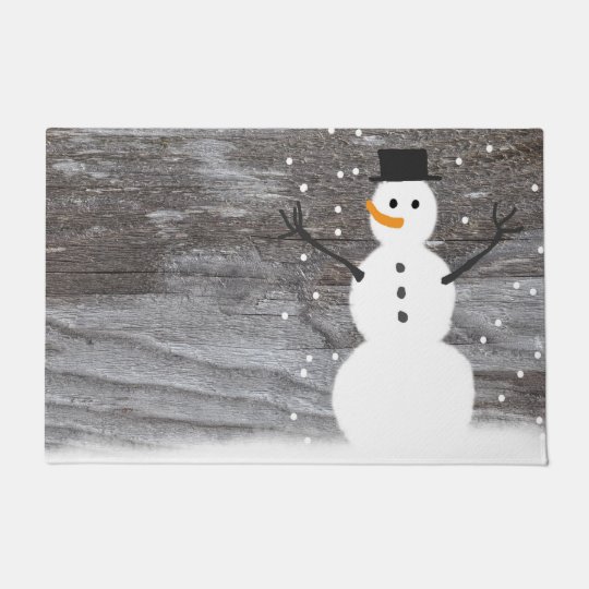 welcome door rustic Christmas snowman Doormat | Zazzle.com