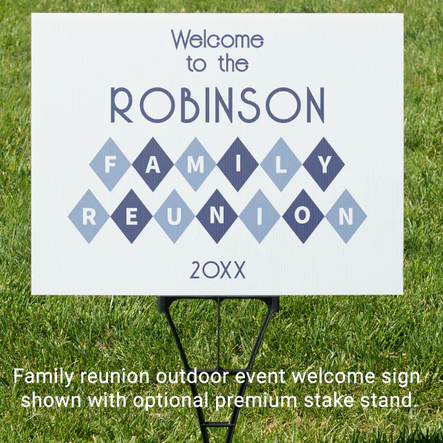 Welcome Family Reunion Blue Yard Party Celebration Sign | Zazzle