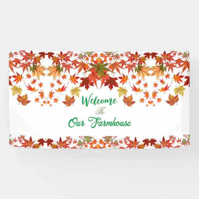 Welcome Farmhouse Fall Colors Maple Leaf Autumn Banner | Zazzle
