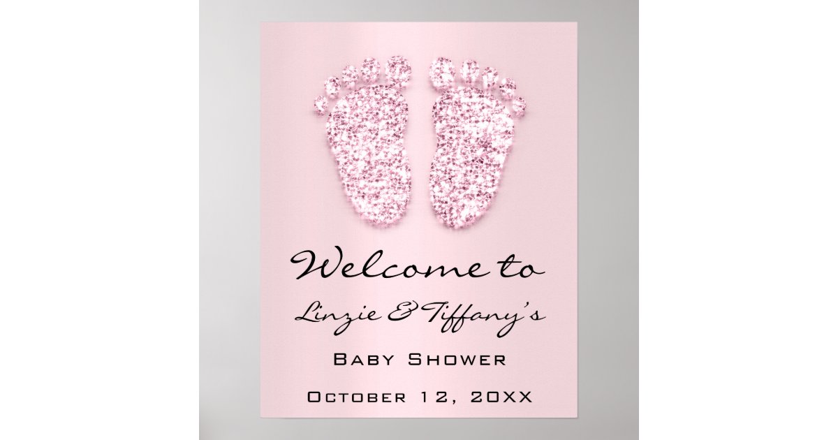Welcome Feet Baby Shower New Girl Pink Baby Poster | Zazzle