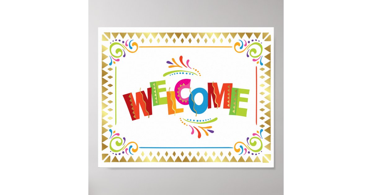 WELCOME Fiesta Party Sign Print | Zazzle