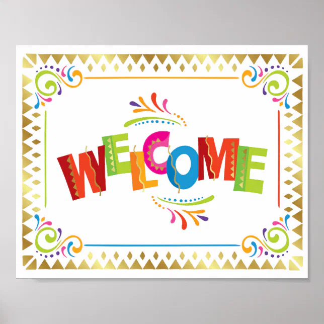WELCOME Fiesta Party Sign Print | Zazzle