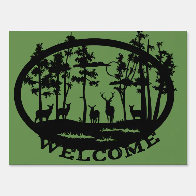 Welcome Forest Silhouette Yard Sign | Zazzle