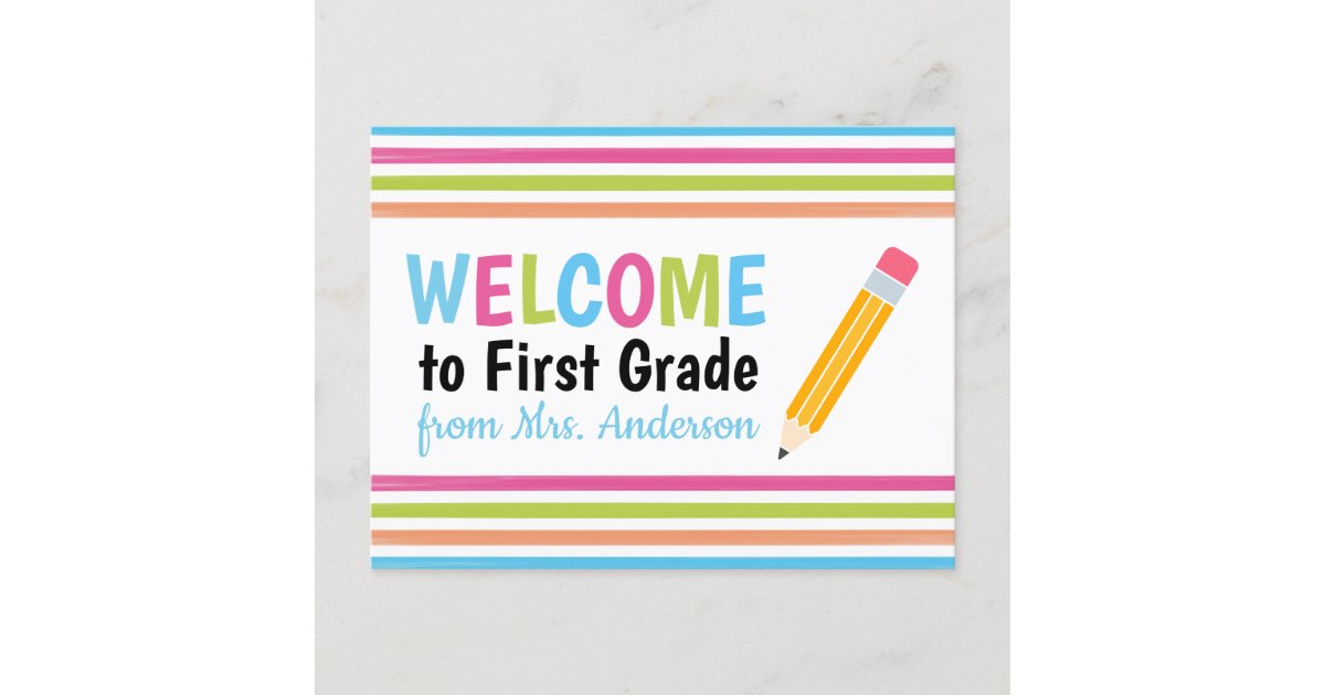 Welcome from the Teacher Back to School Postcard | Zazzle