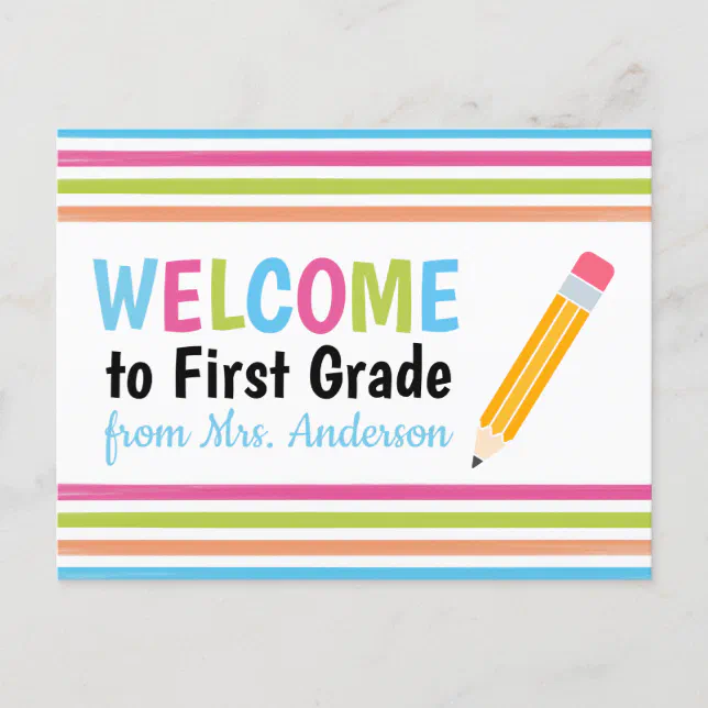 Welcome from the Teacher Back to School Postcard | Zazzle