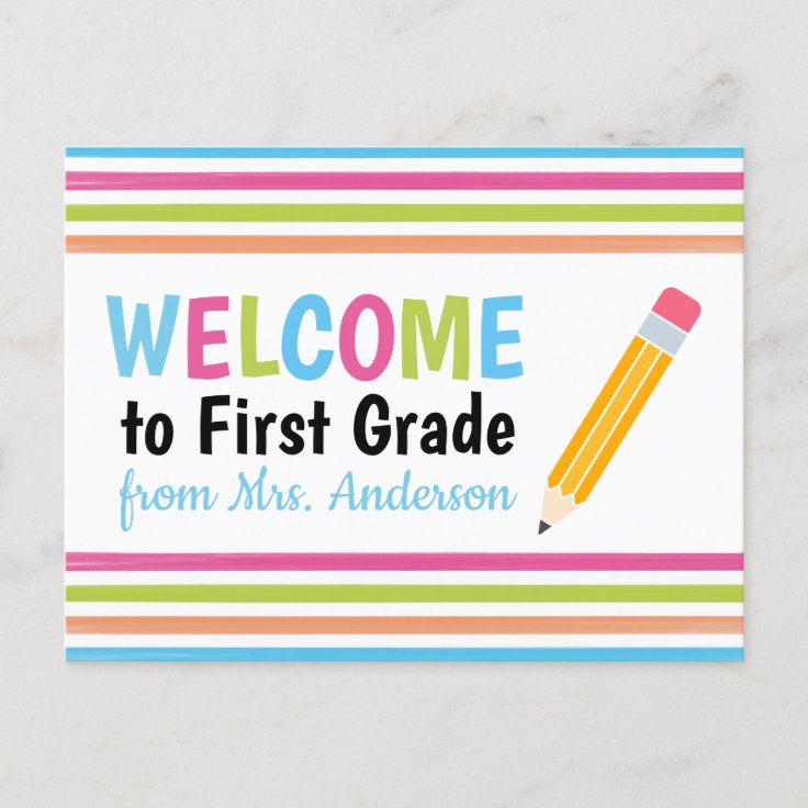 Welcome from the Teacher Back to School Postcard | Zazzle