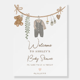 Welcome gender neutral clothing boho baby shower foam board | Zazzle