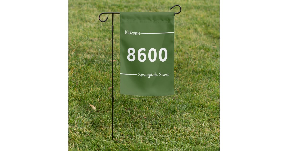 Welcome Green White House Number Street Address Garden Flag | Zazzle