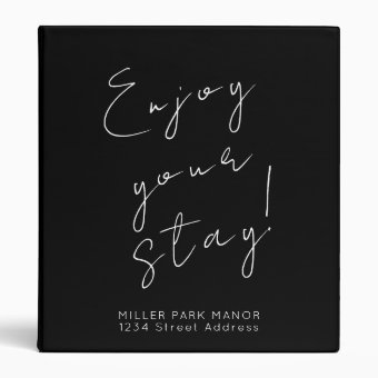 Welcome Guest Information Black 3 Ring Binder | Zazzle