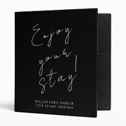 Welcome Guest Information Black 3 Ring Binder | Zazzle
