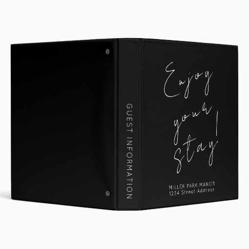 Welcome Guest Information Black 3 Ring Binder | Zazzle