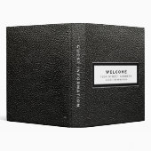 Welcome | Guest Information | Black Faux Leather 3 Ring Binder | Zazzle