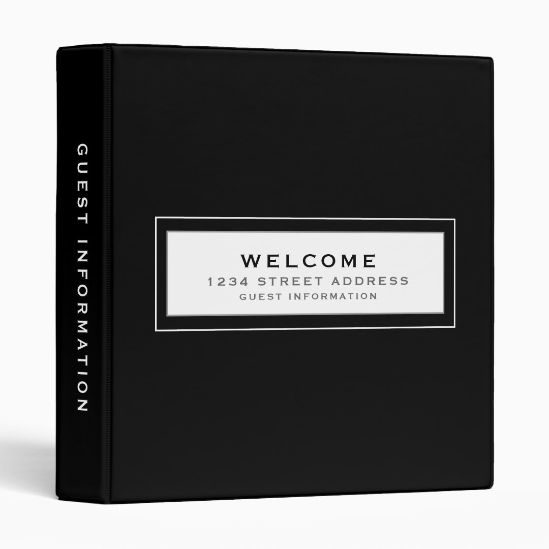 Welcome | Guest Information | Black & White 3 Ring Binder | Zazzle