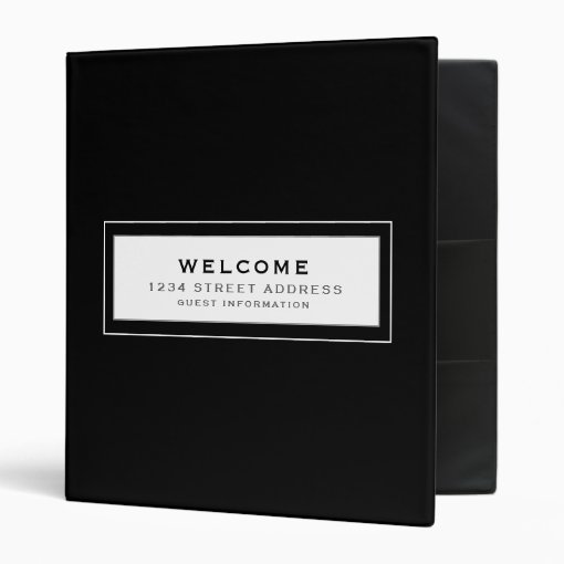 Welcome | Guest Information | Black & White 3 Ring Binder | Zazzle