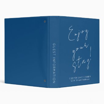 Welcome Guest Information Blue 3 Ring Binder | Zazzle