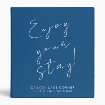 Welcome Guest Information Blue 3 Ring Binder | Zazzle