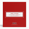 Welcome Guest Information Logo Red 3 Ring Binder | Zazzle