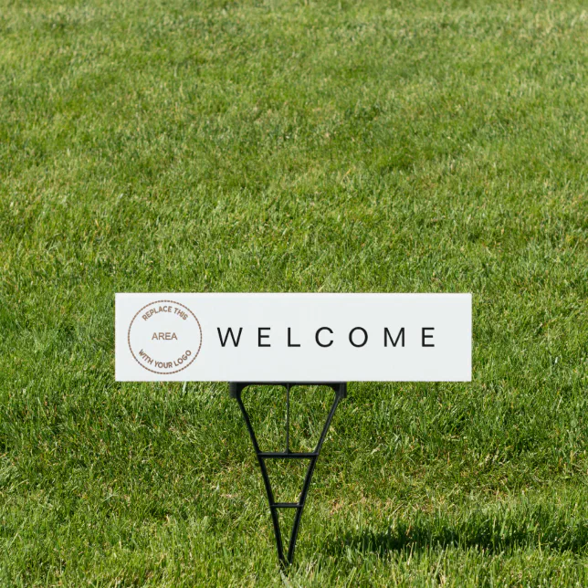 Welcome Guests Event Company Logo White Sign | Zazzle