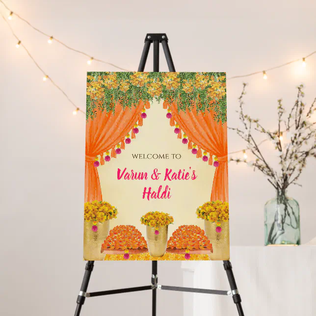 Welcome Haldi decoration & Wedding Haldi signs | Zazzle