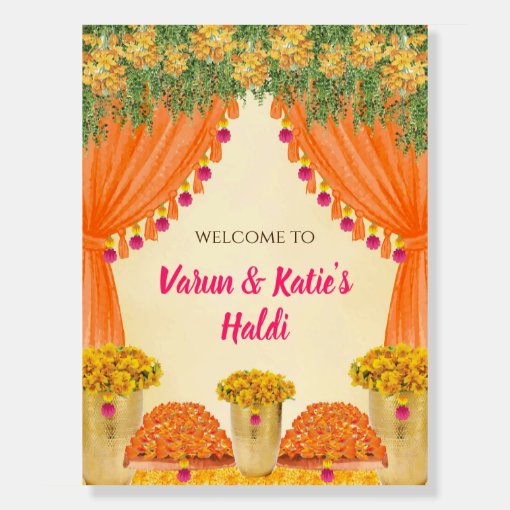 Welcome Haldi decoration & Wedding Haldi signs | Zazzle