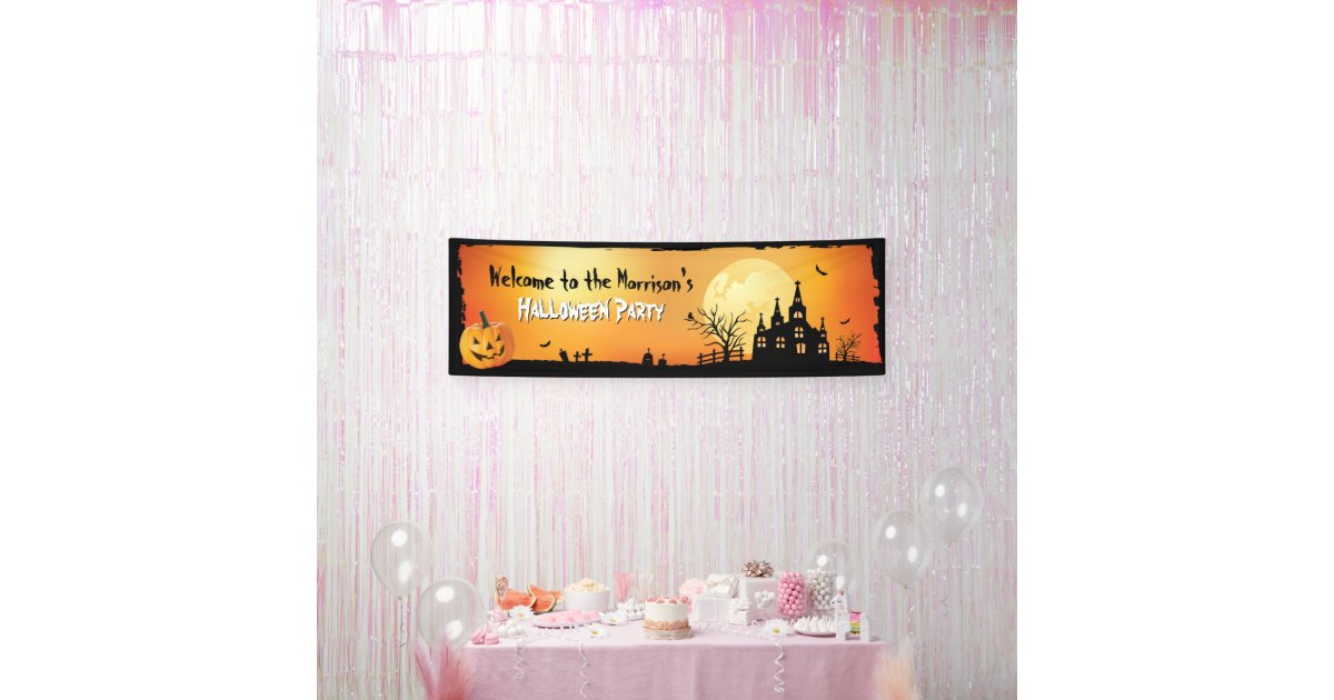 Welcome Halloween Party Spooky Haunted House Banner | Zazzle