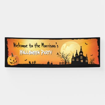 Welcome Halloween Party Spooky Haunted House Banner | Zazzle