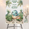 Welcome Hatching Soon Baby Shower Sign Dino | Zazzle