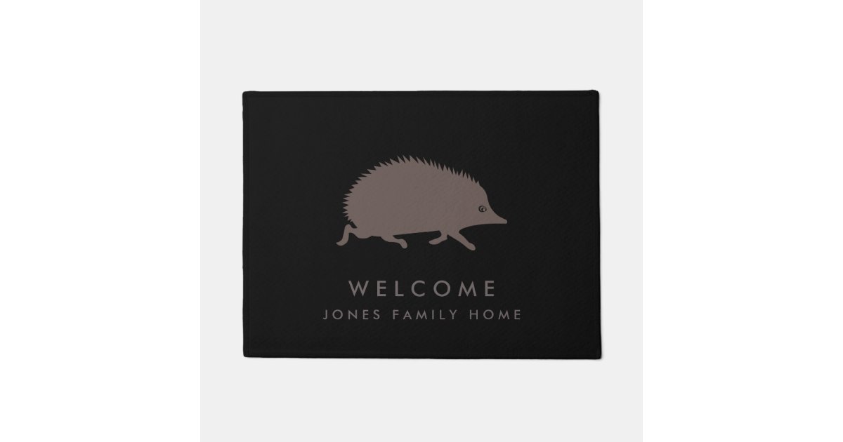 Welcome Hedgehog Custom Family Name Doormat | Zazzle
