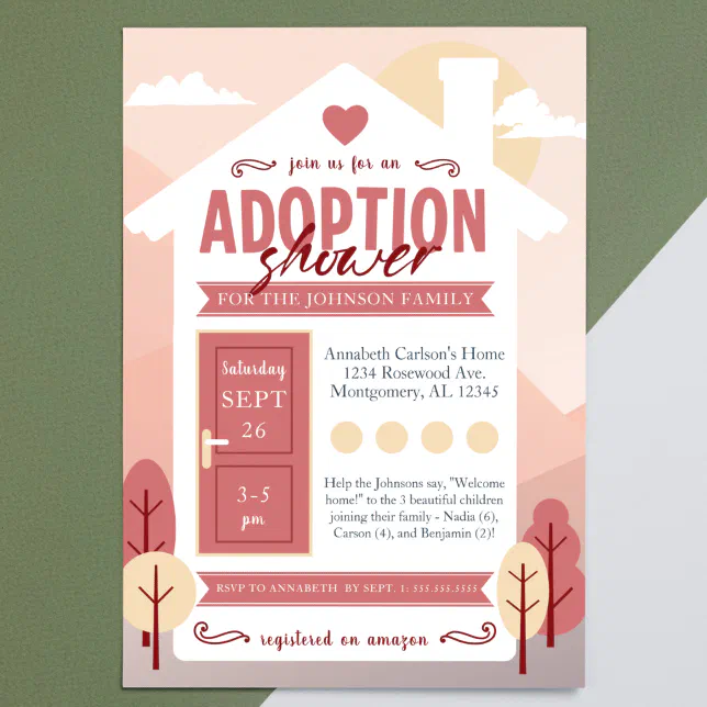 "Welcome Home" Adoption Child / Baby Shower Invitation | Zazzle