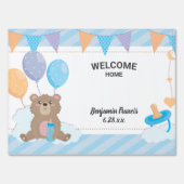 Welcome Home Baby Boy Cute Teddy Bear Yard Sign | Zazzle