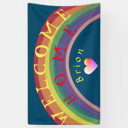 "Welcome Home!"Custom Rainbow Banner | Zazzle