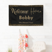 Welcome Home Gold Confetti, Black Banner | Zazzle