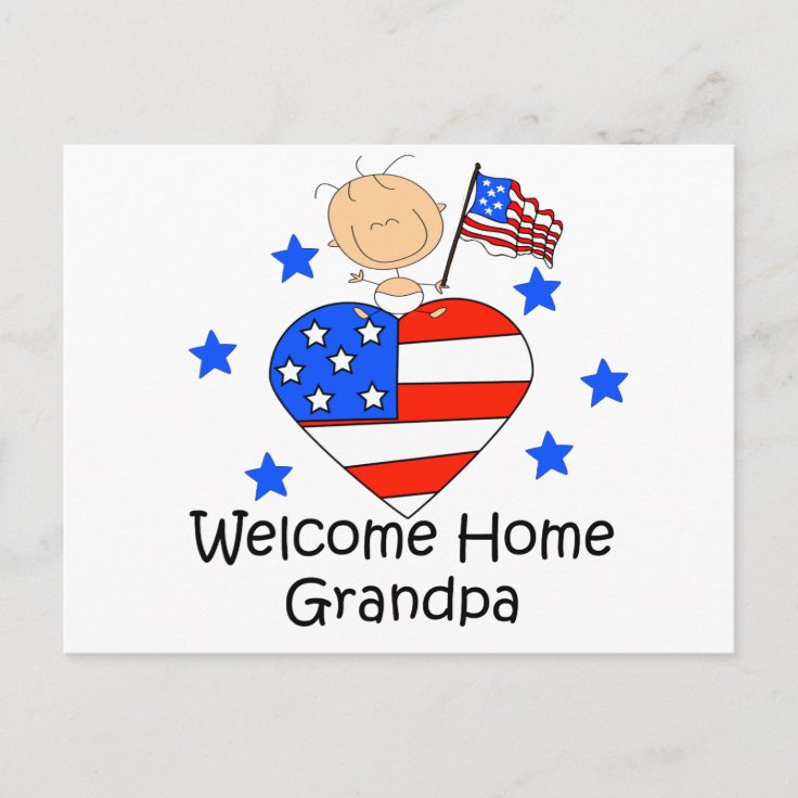 Welcome Home Grandpa Stick Figure Baby Postcard | Zazzle
