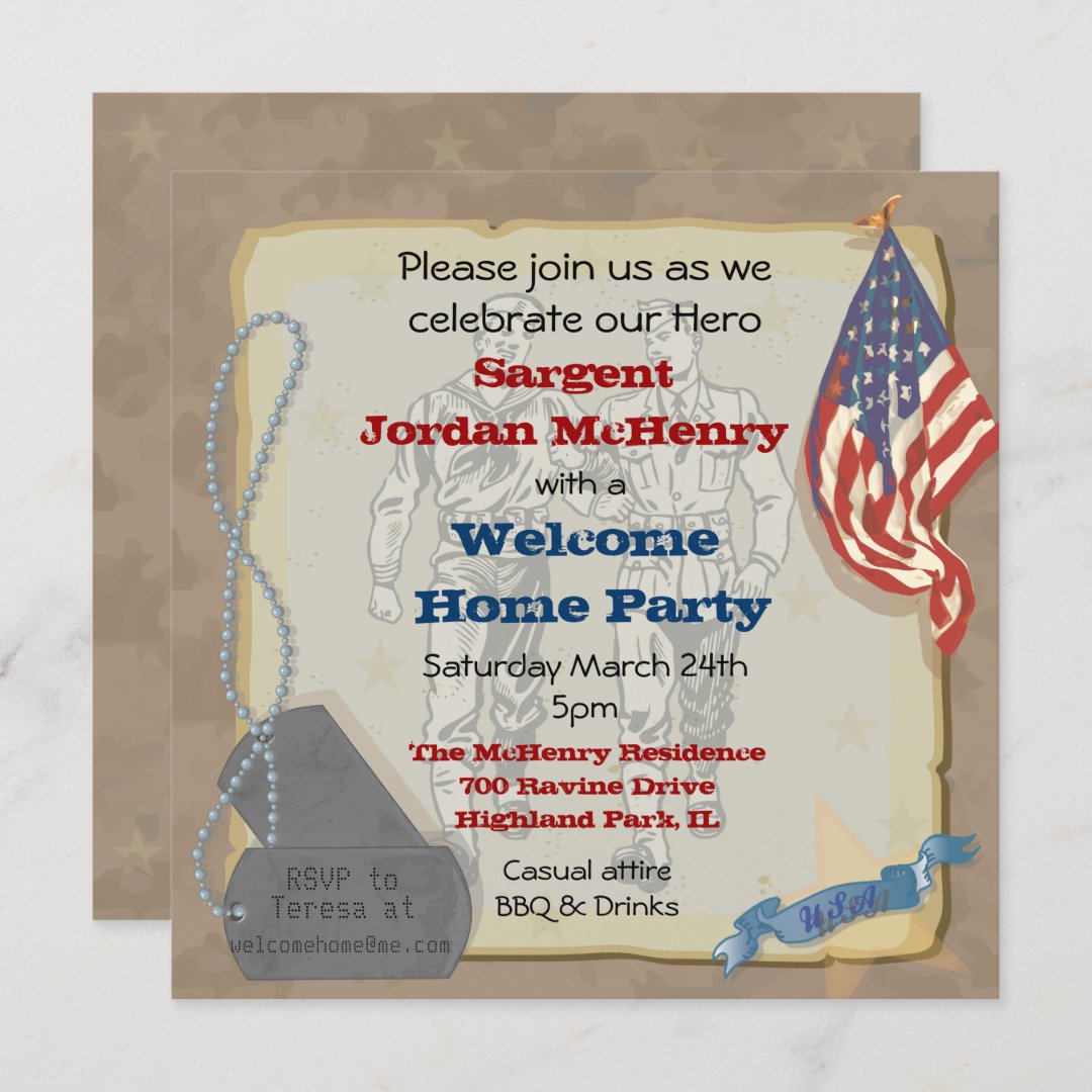 Welcome Home Hero Military Party Invitation | Zazzle