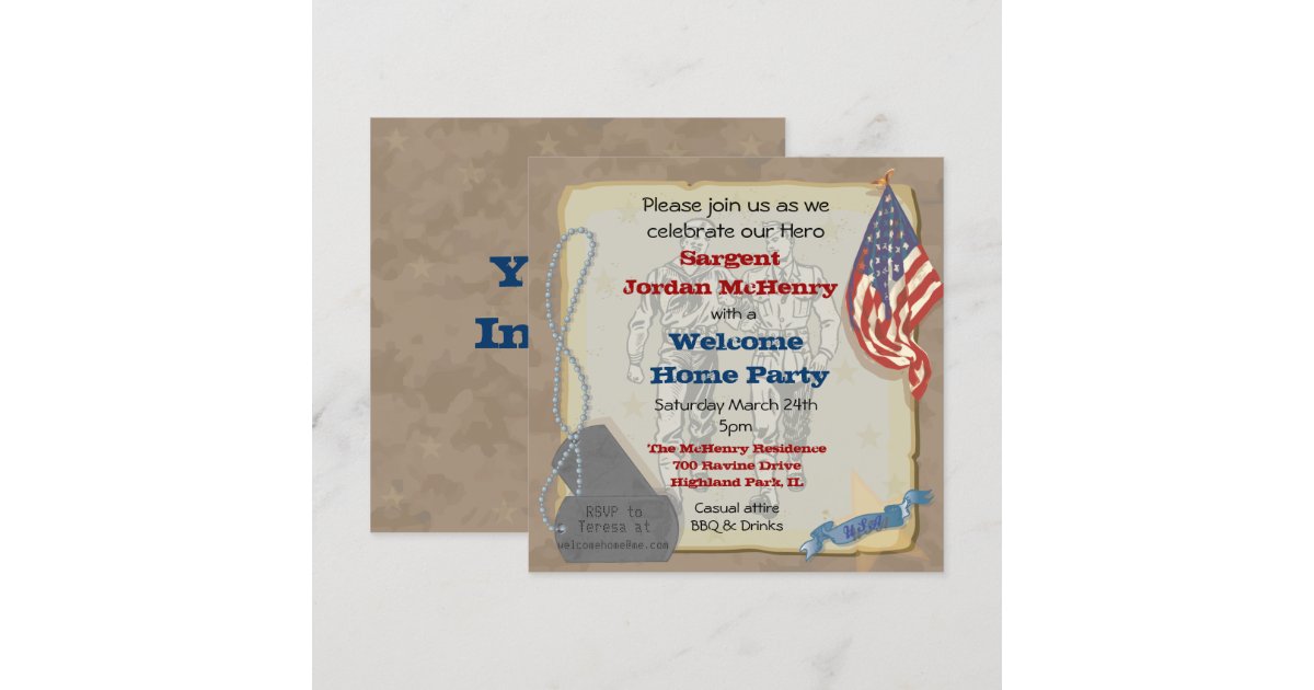 Welcome Home Hero Military Party Invitation | Zazzle