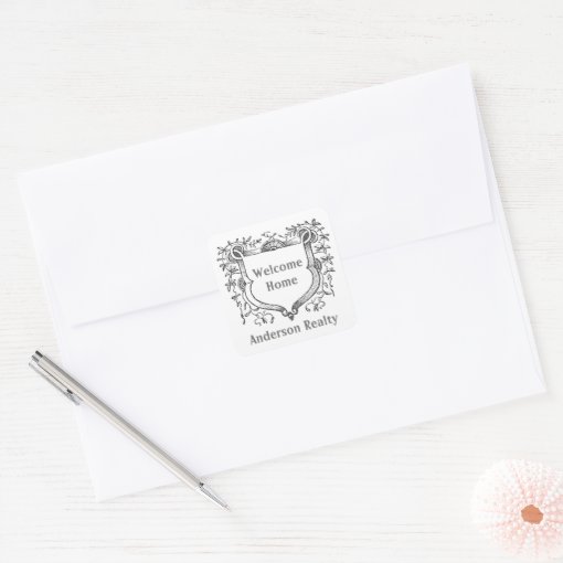 Welcome Home House Buyer Realtor Thank You Square Sticker | Zazzle