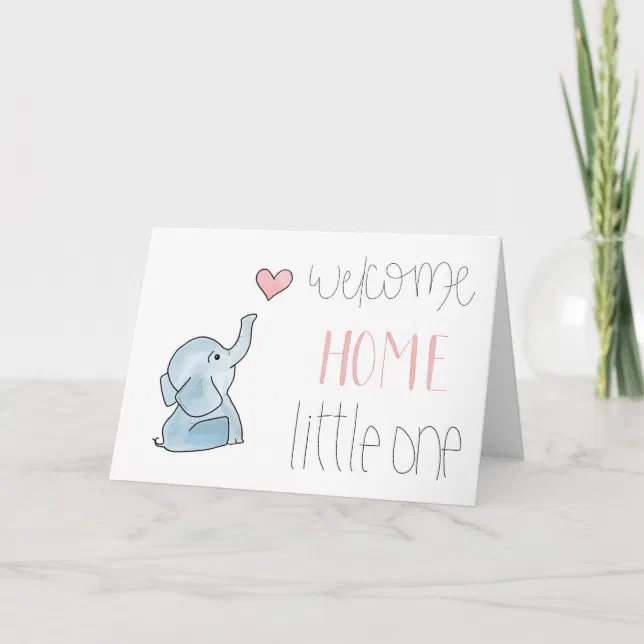 Welcome Home Little Elephant Card | Zazzle