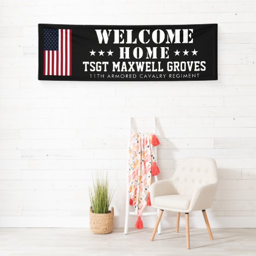 Welcome Home Military Banner with USA Flag | Zazzle