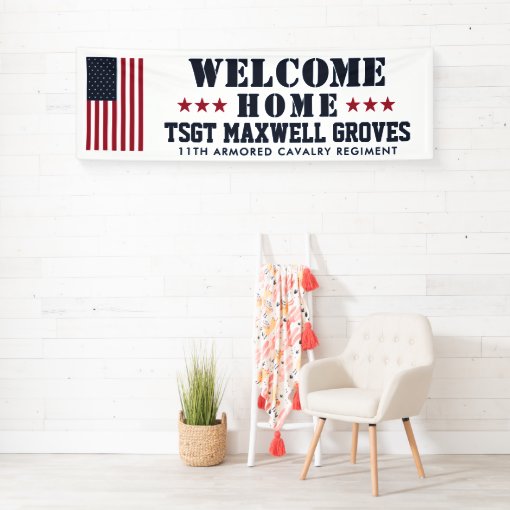 Welcome Home Military Banner with USA Flag | Zazzle