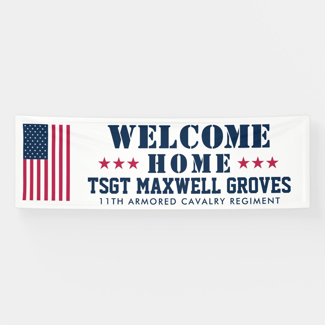 Welcome Home Military Banner with USA Flag | Zazzle