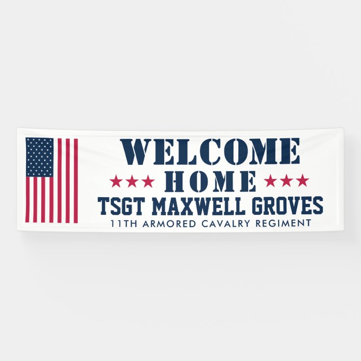 Welcome Home Military Banner with USA Flag | Zazzle