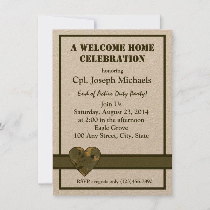 Welcome Home Military Invitation | Zazzle