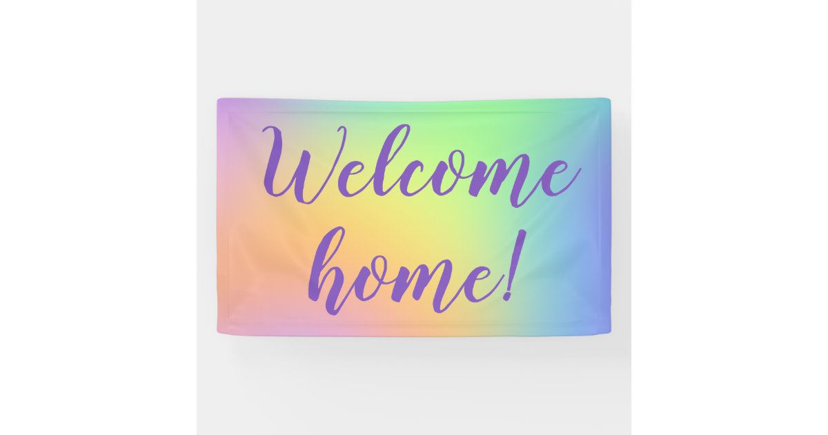 Welcome Home! Pastel Rainbow Banner | Zazzle