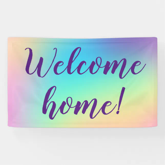 Welcome Home! Pastel Rainbow Banner | Zazzle